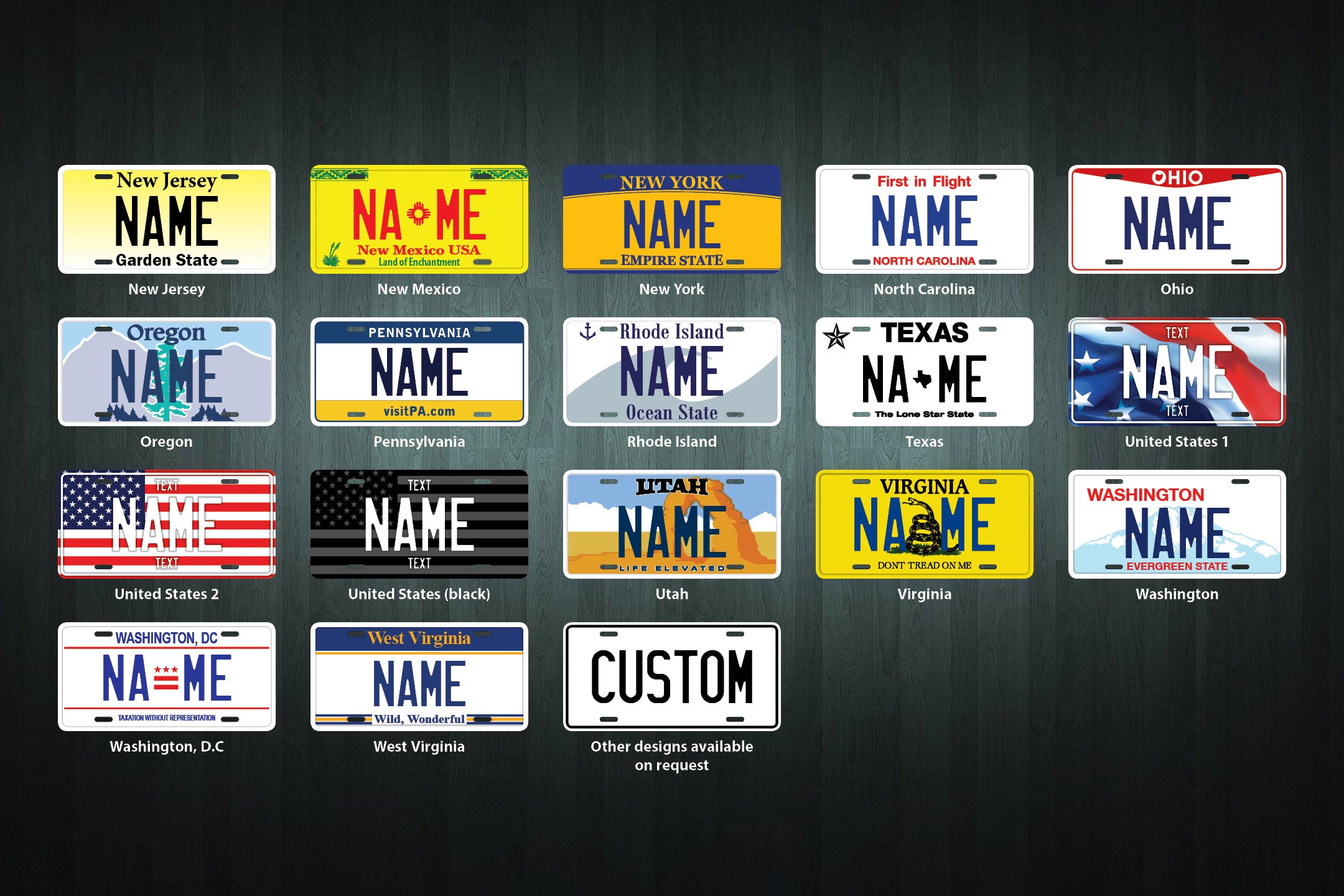 Custom Mini USA State License Plate (choose your text, state, size, ma ...